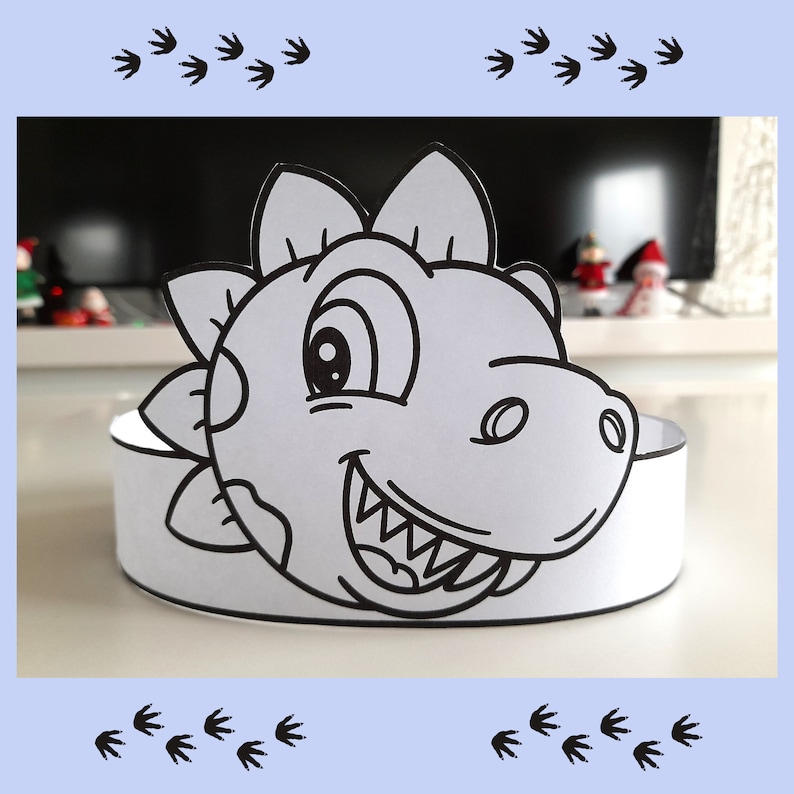 Dinosaur Paper Crown for Kids, Dinosaur Party Hats Printable, Dinosaur ...