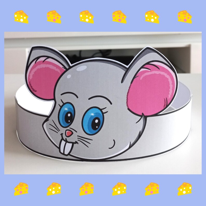 Mouse Paper Crowns Printable, Mouse Paper Hat DIY, Mouse Headband ...