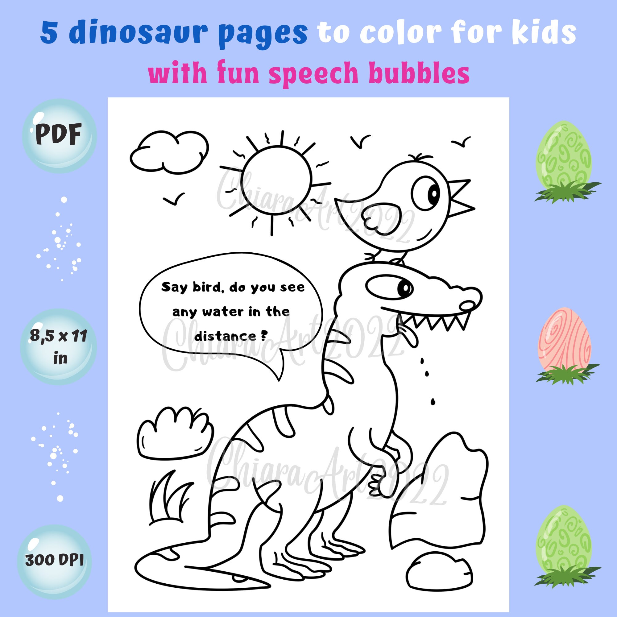 Dinosaur Coloring Pages for Kids Preschool and Up, Cute Dinosaur ...