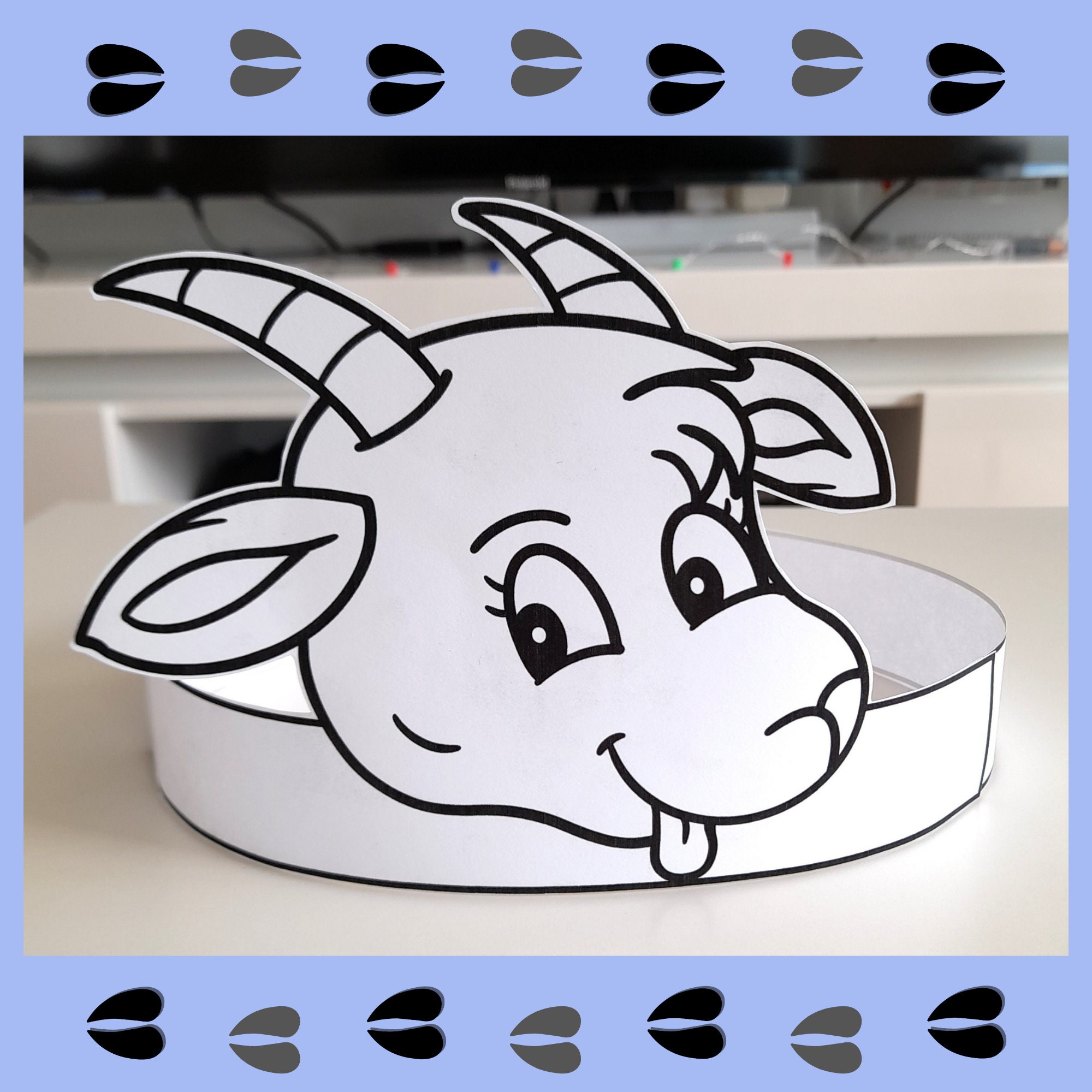 Goat Paper Crown for Kids Printable, Goat Party Hat for Preschool and ...