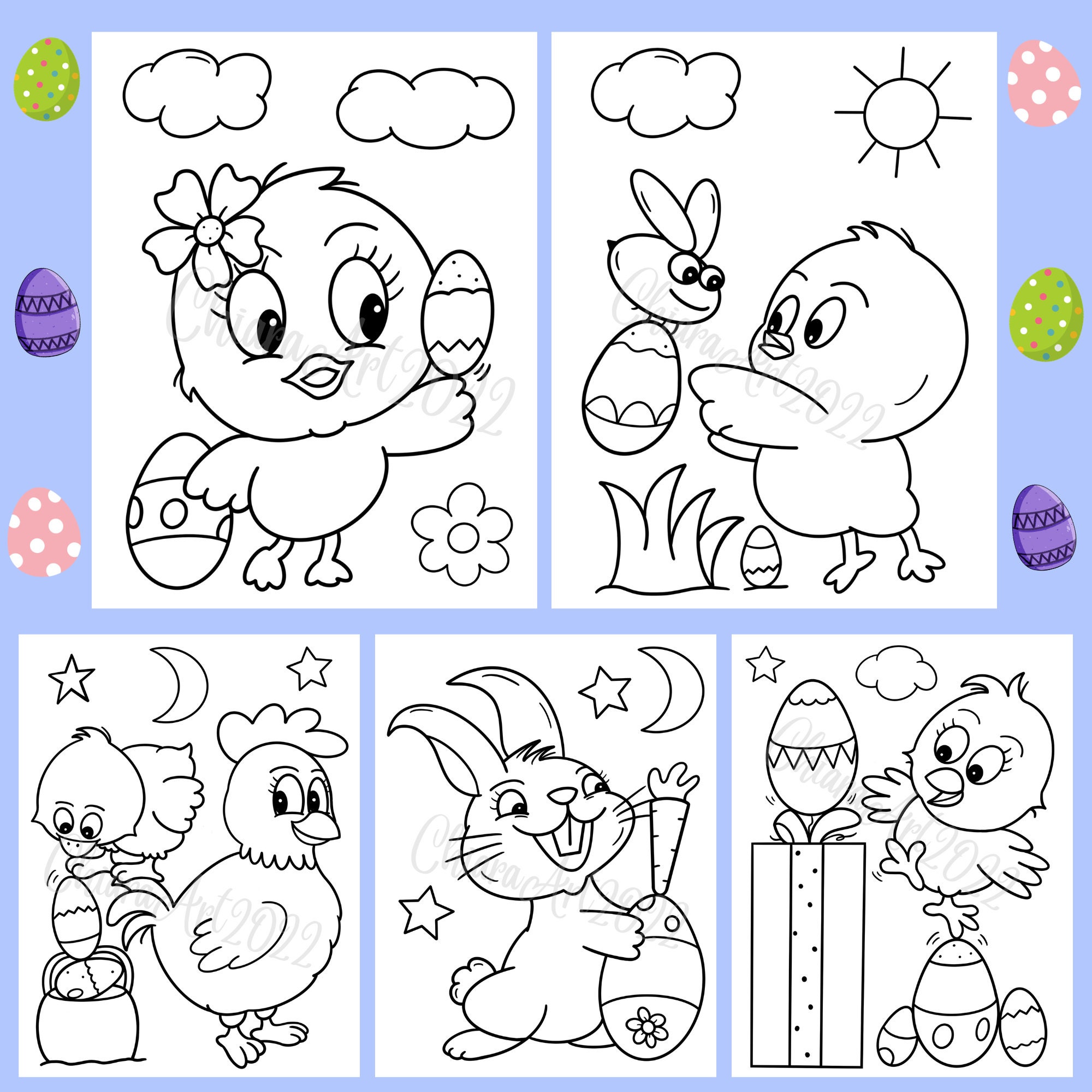 Easter Coloring Pages for Kids Printable, Fun Easter Bunny Coloring ...