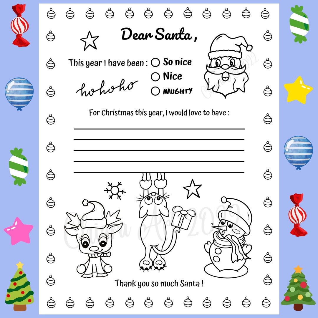 Letter to Santa Printable, Dear Santa Letter, Christmas Wish List ...