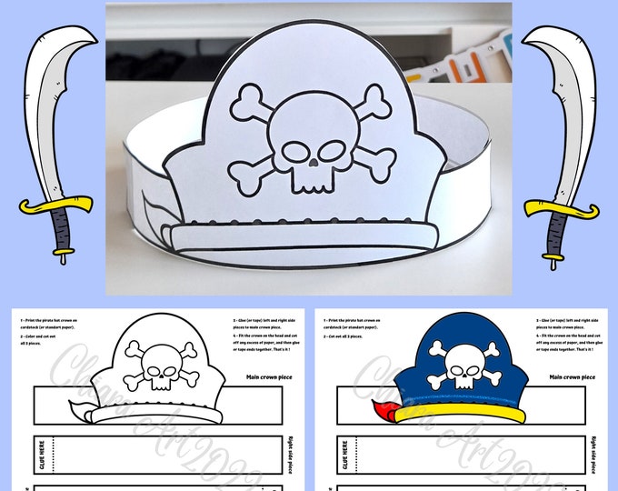 Pirate Hat Paper Crown for Kids, Pirate Birthday Decor, Pirate Party ...