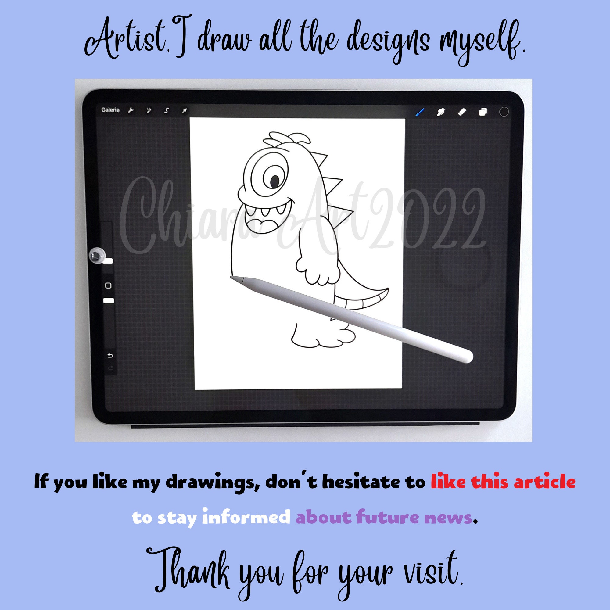 Friendly Monster Coloring Pages for Kids, Easy Monster Coloring Pages ...