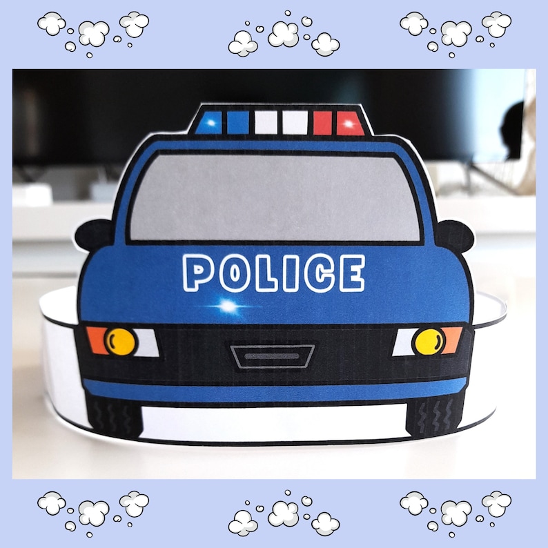 Police Car Paper Crown for Kids, Police Party Printable, Police Themed ...