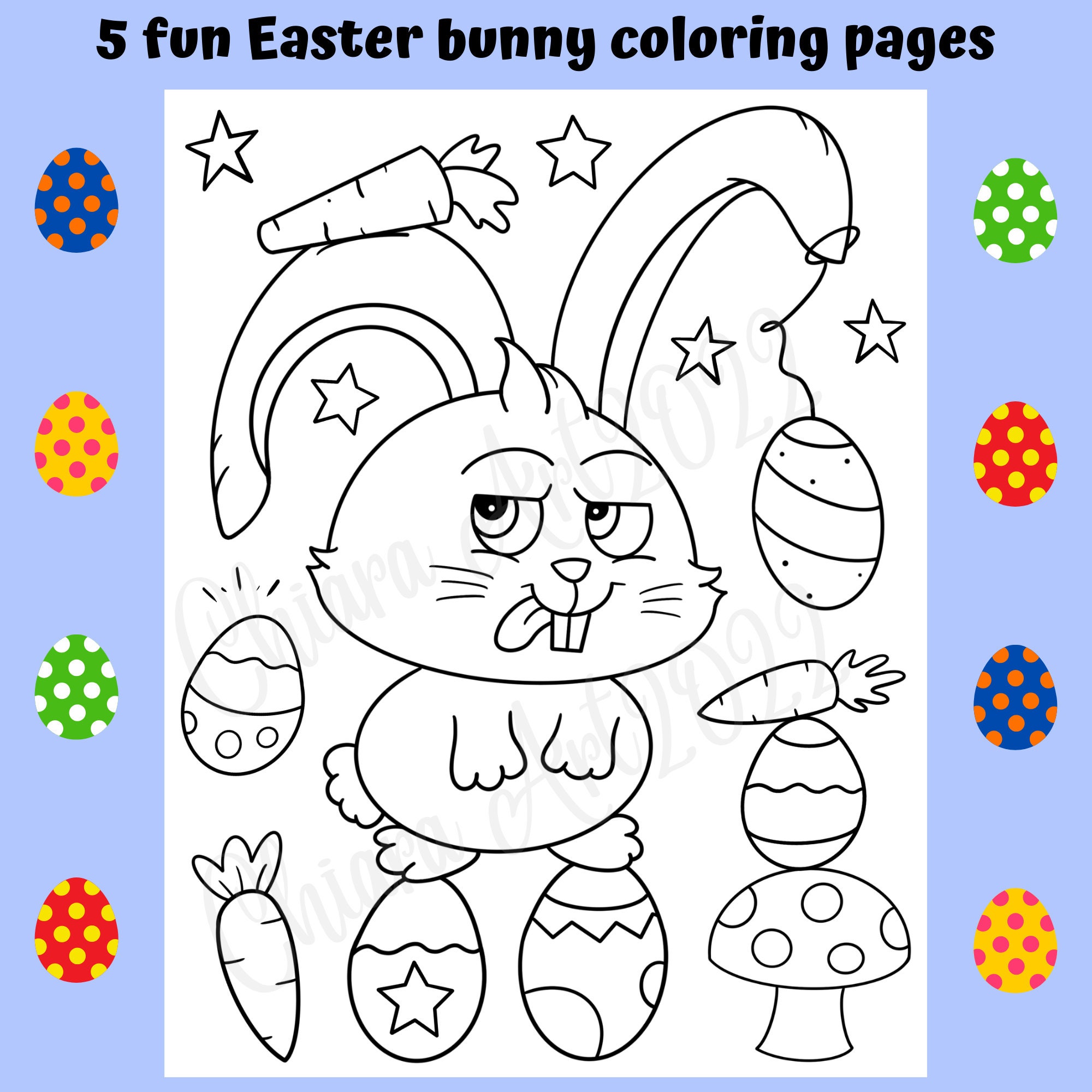 Easter Bunny Coloring Pages Preschool and Up, Funny Bunny Easter Eggs ...