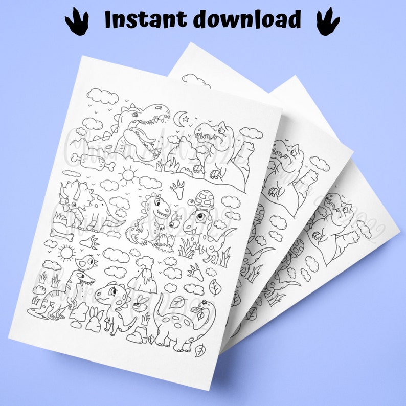 Dinosaur Doodle Coloring Page Printable, Cute Dinosaur Coloring Sheet ...