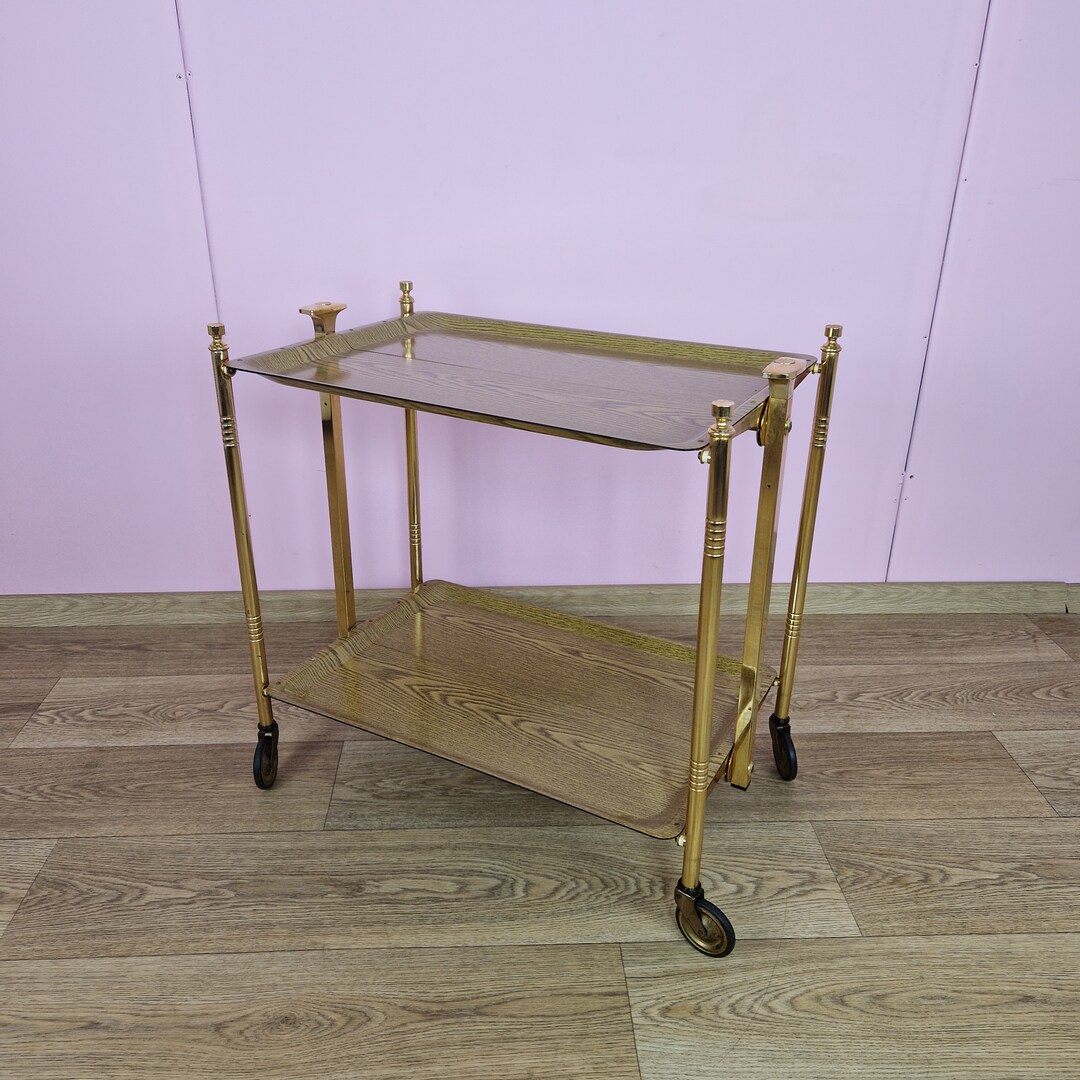 Mid Century Trolley Foldable 70s Bar Cart Cocktail Table - Etsy