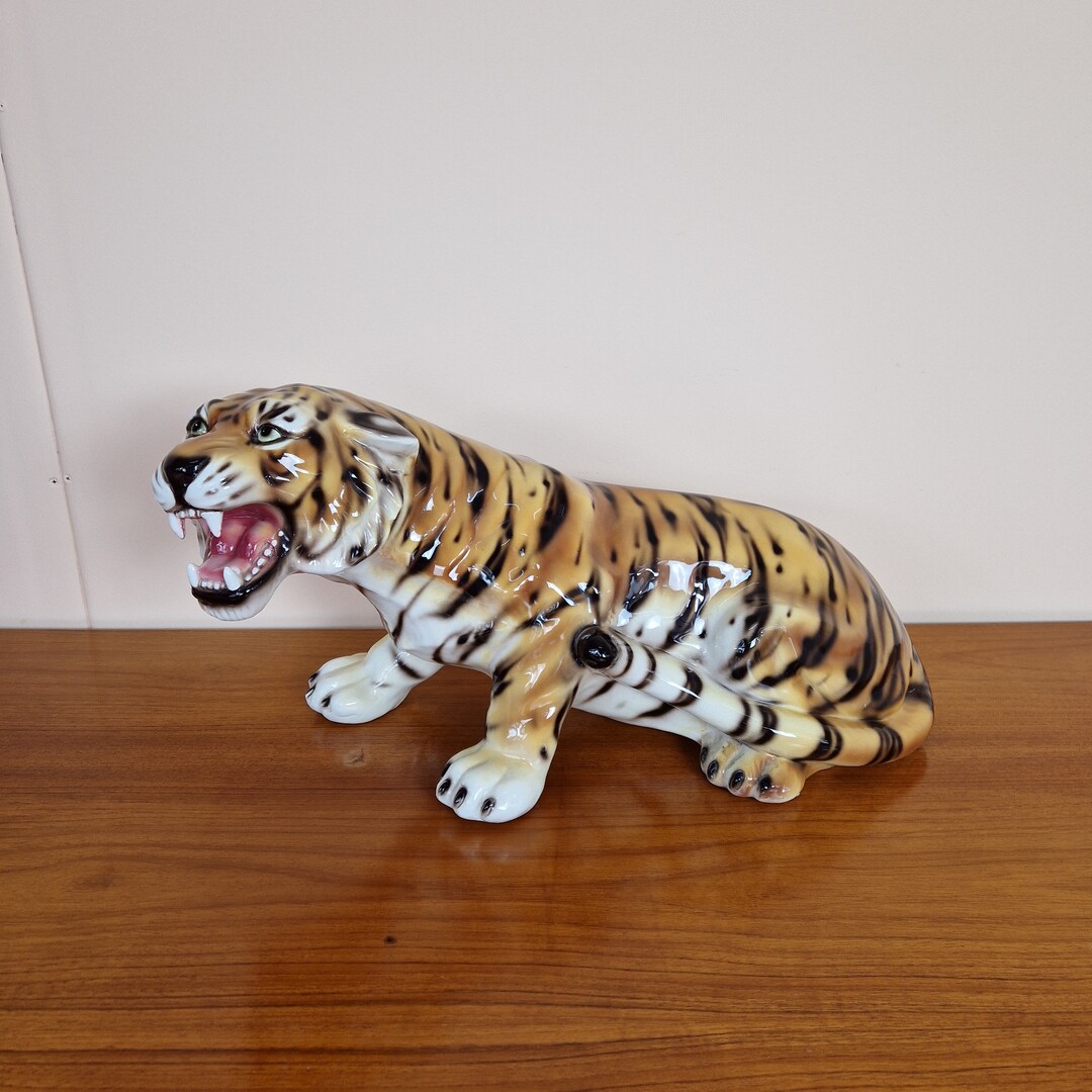 Large Porcelain Tiger Signed Capodimonte, Italy 1970s, Vintage Figure ...