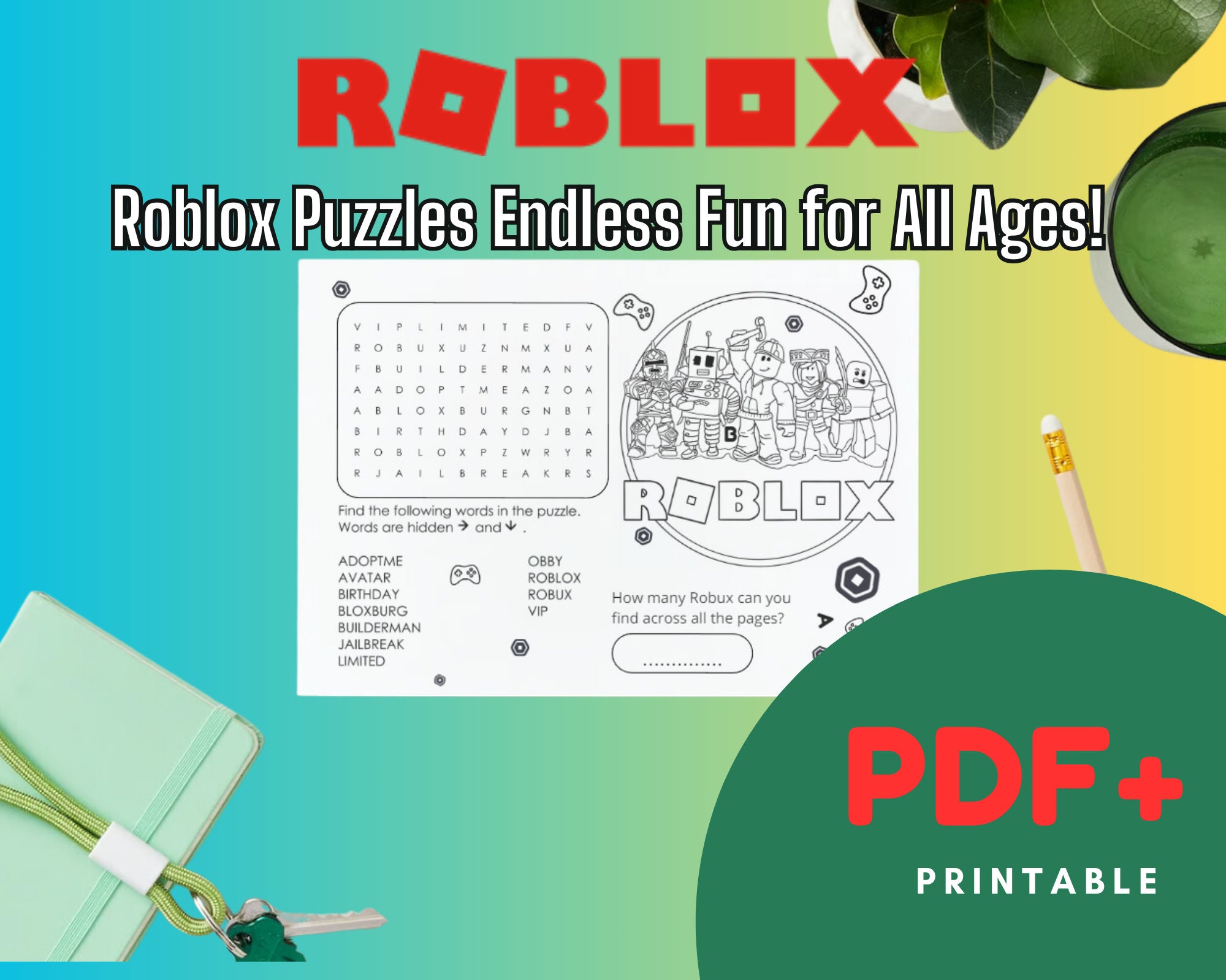 Roblox Puzzles 4-page Activity Game Set With Answer Sheet, Instantly ...