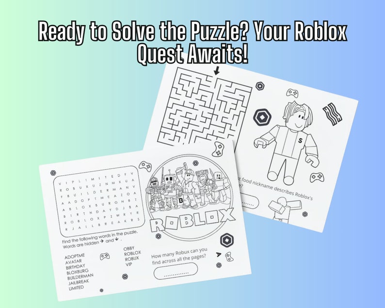 Roblox Puzzles 4-page Activity Game Set With Answer Sheet, Instantly ...