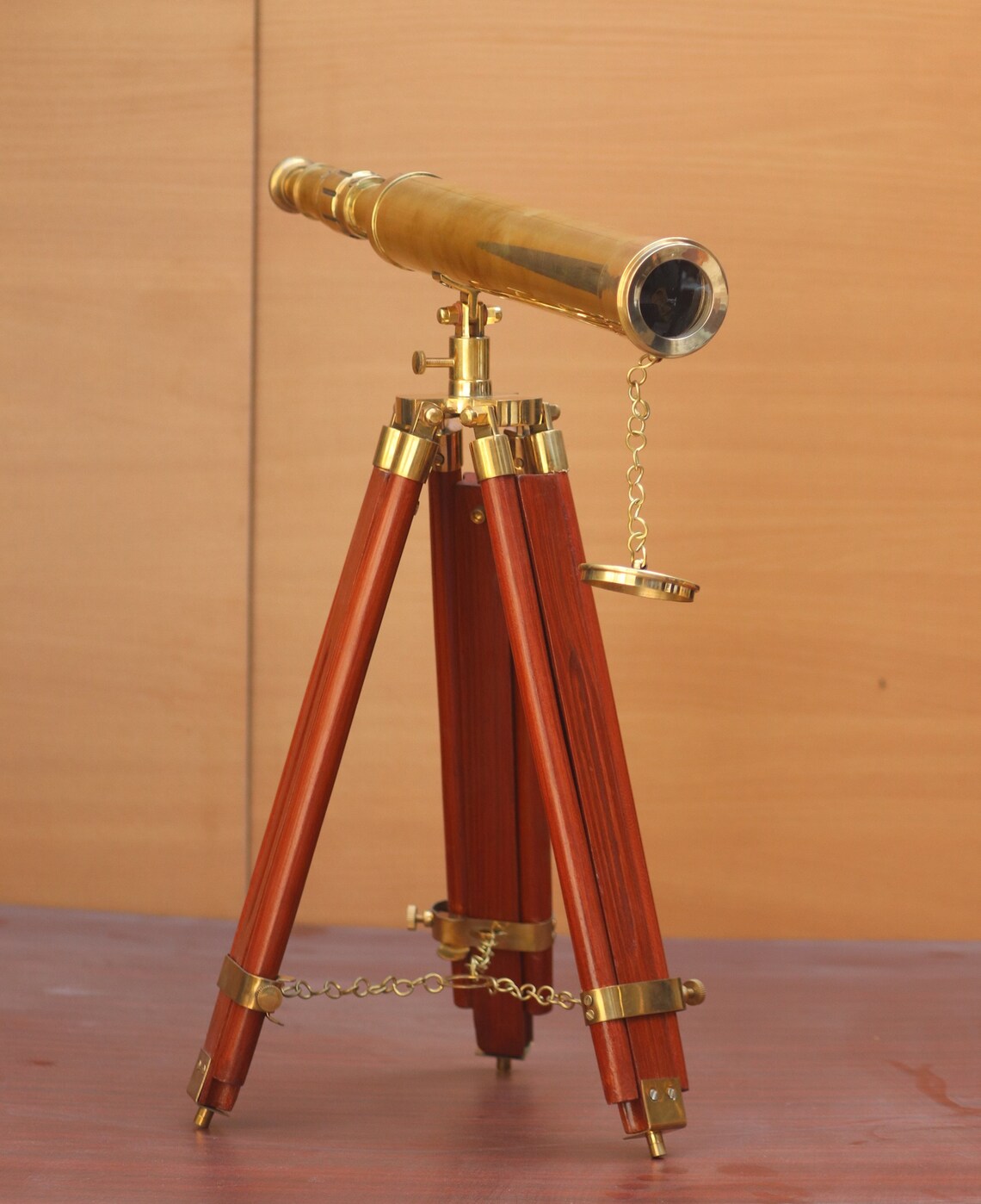 Brass Finish Standing Telescope With Tripod Stand Collectible Marine ...