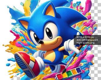 20 PNG Sonic the Hedgehog Splash and Watercolor Digital Design PNG File ...