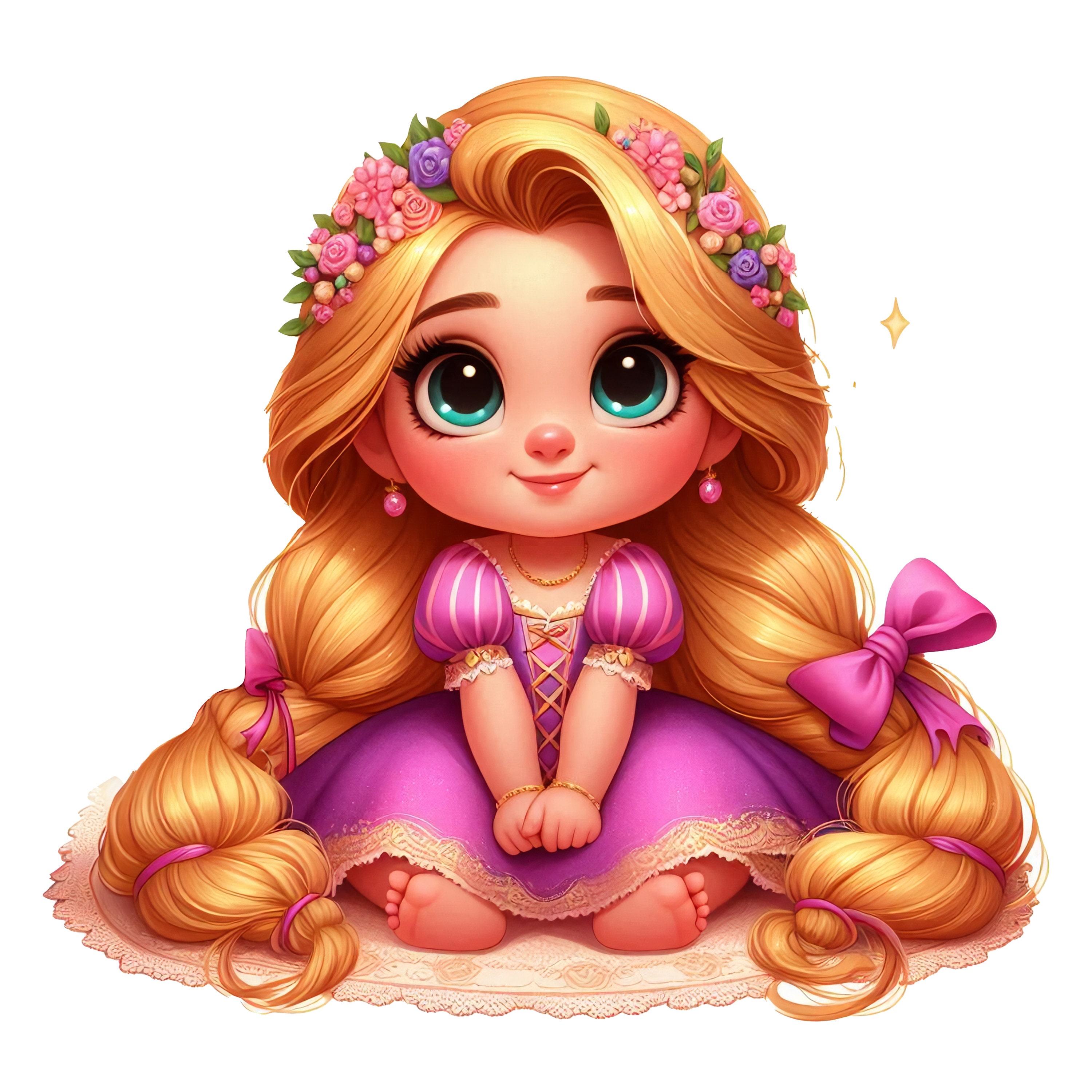 Baby Rapunzel Stickers, Baby Rapunzel Clipart Png, Tangled Png ...