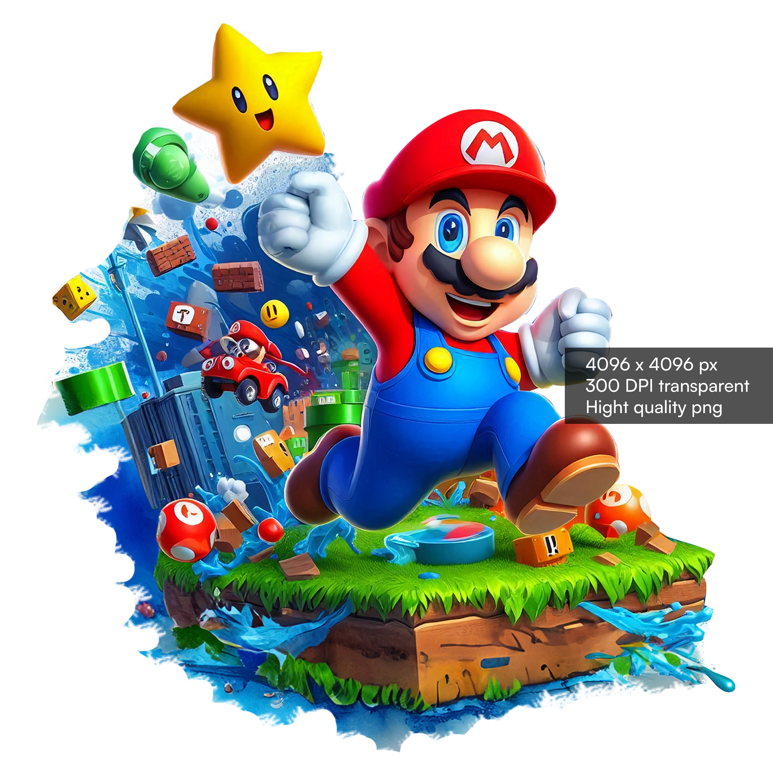 5 PNG Super Mario Splash and Watercolor Digital Design PNG File ...
