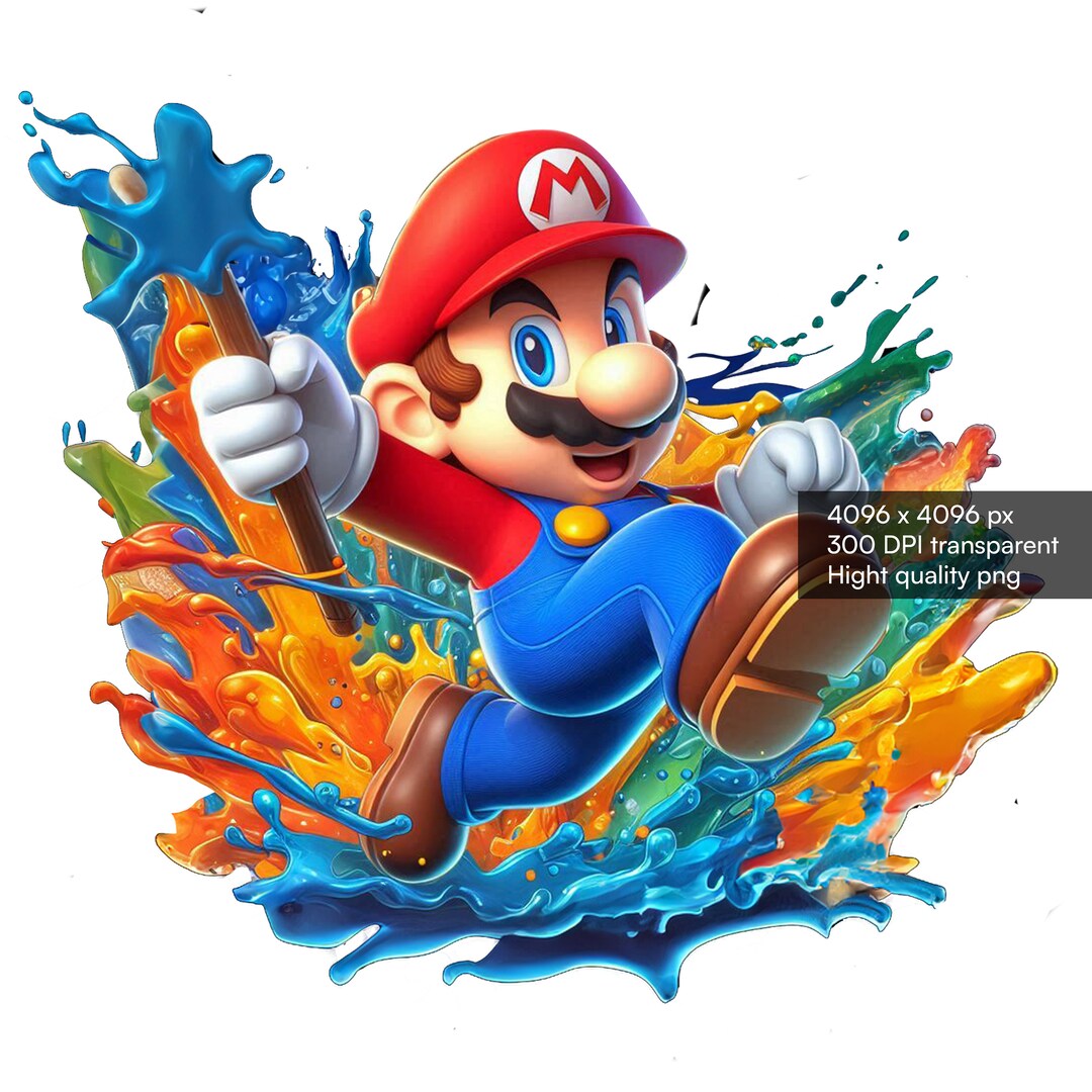 5 PNG Super Mario Splash and Watercolor Digital Design PNG File ...