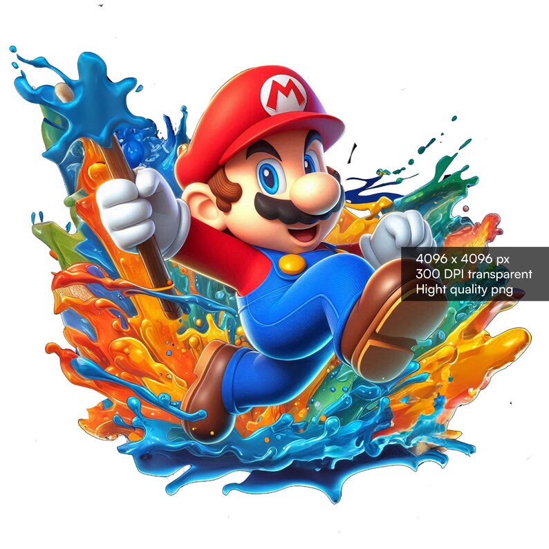 5 PNG Super Mario Splash and Watercolor Digital Design PNG File ...