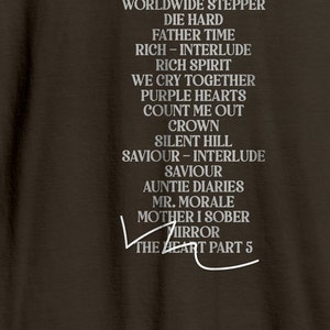 Kendrick Lamar Mr. Morale and the Big Steppers T-shirt tracklist ...