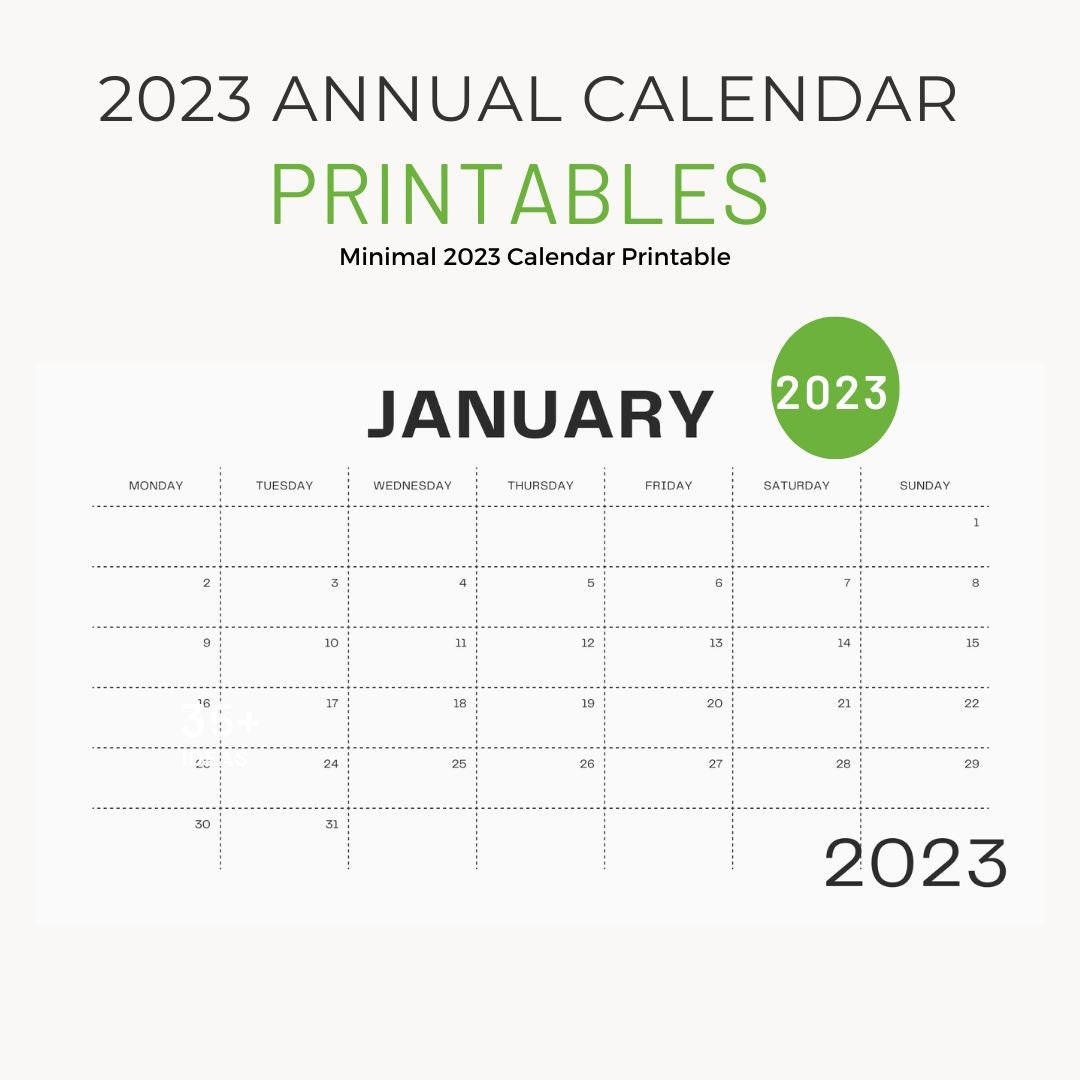 2023 Calendar Printables, Minimal Productivity Printable, Instant ...
