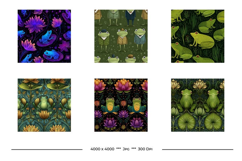 Frog Retro Art Style Seamless Patterns - Etsy
