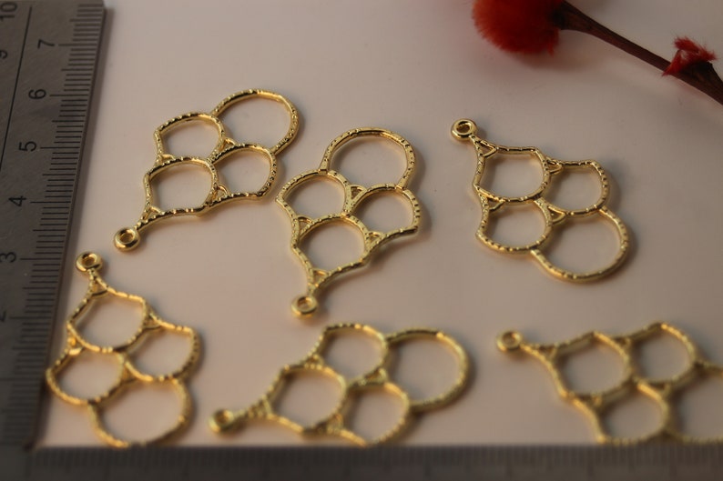 10 Pieces Brass Crafting Jewelry Pendants - Gold Openwork Leaf Earrings ...
