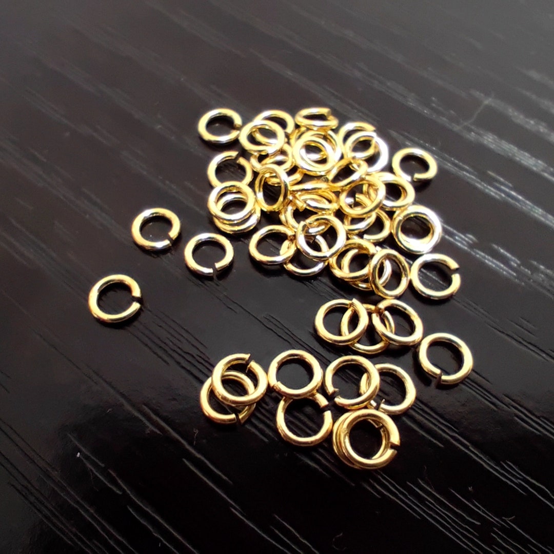 50pcs 14 K Gold Filled Jump Rings,3mm ,4mm, 5mm 6mm,8mm Open Snap Close ...