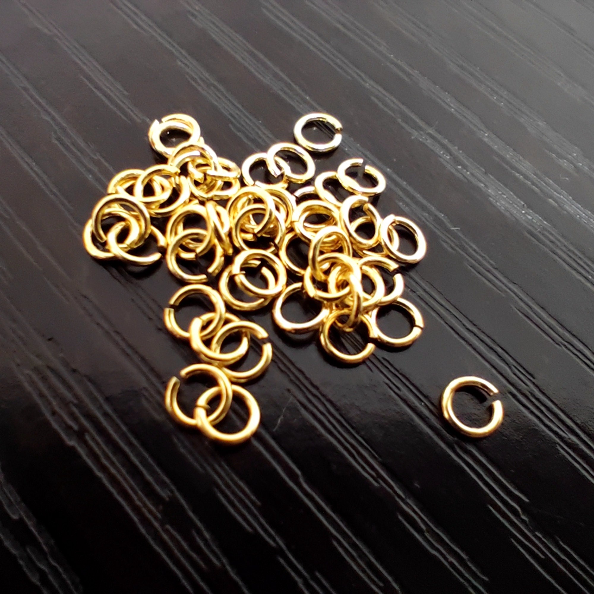 50pcs 18 K Gold Filled Jump Rings,3mm ,4mm, 5mm 6mm,8mm, Open Snap ...