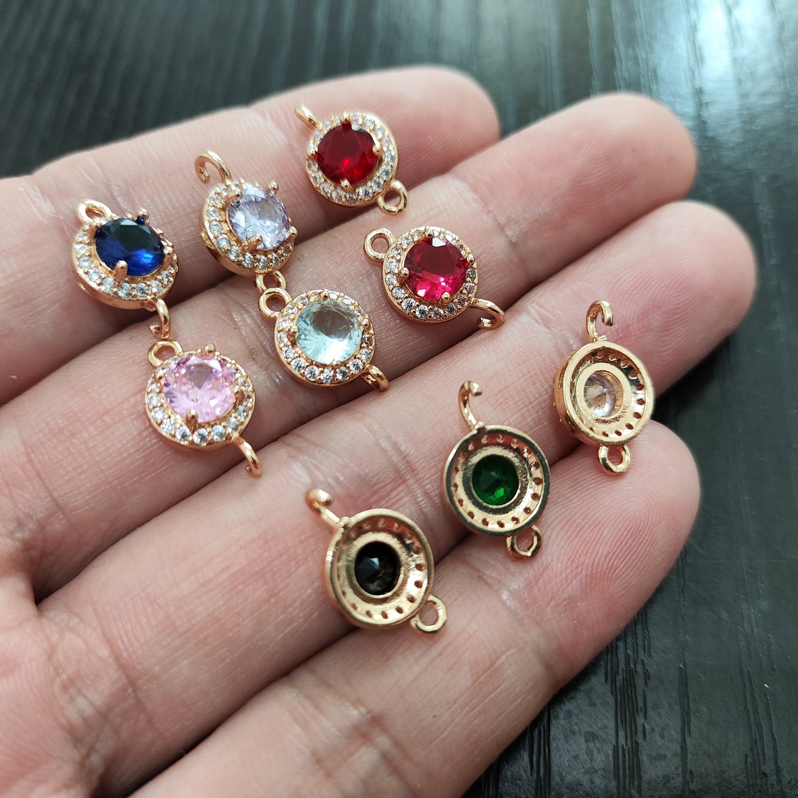 10pcs Colored Gold-plated Micro Zirconia Inlaid Earrings Pendant ...