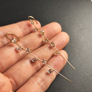 CZ Ear Needle / FLUTE Ear Needle / Single Earring / Edgy Earring / Ear ...