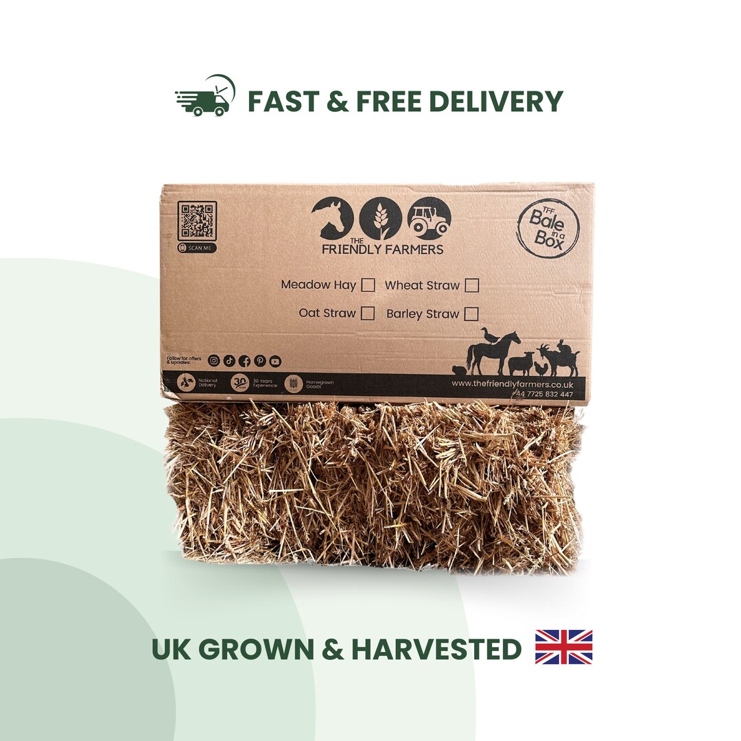 Wheat Straw Bale Box FREE Delivery Farm Fresh UK Harvested Small Pet ...
