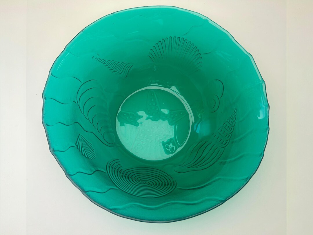 Vintage Emerald Green Sea Shell Theme Salad Bowl Coastal Ocean Decor ...
