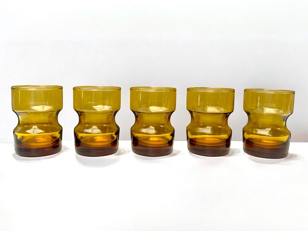 Vintage Retro Kaaru Crown Crystal 'java' Honeygold Glasses Set - Mid ...