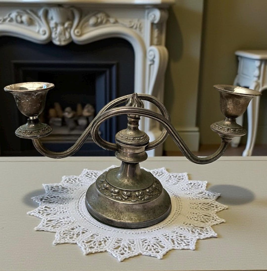 Vintage Silver Plated Lanthe England Two Branch Candelabra 1930s-1940s ...