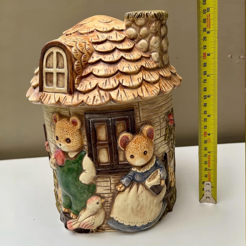 Vintage Takahashi Storybook Cottage Cookie Jar With Cat Rabbit Mouse ...