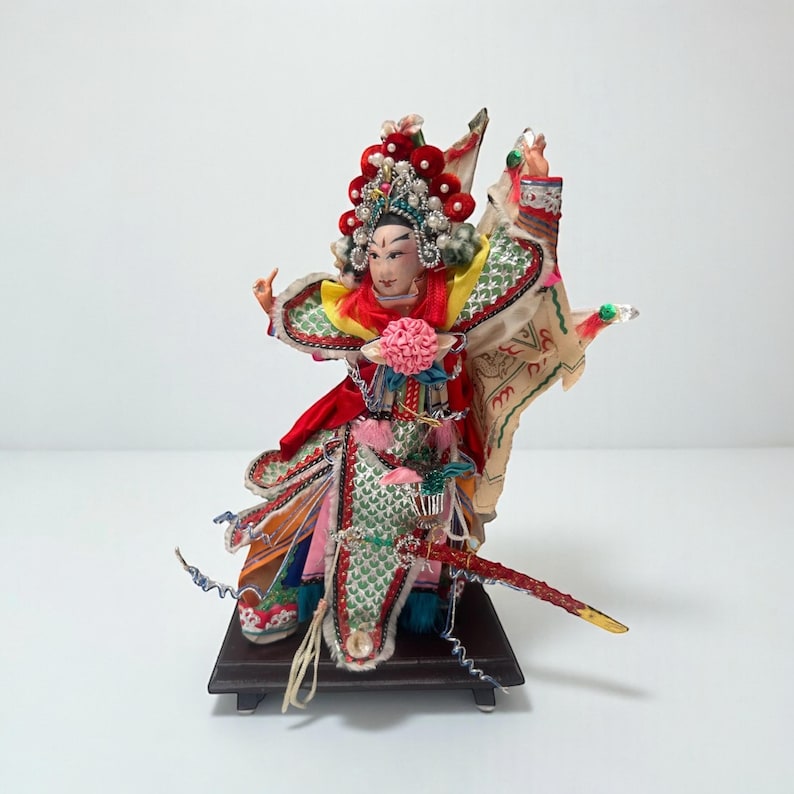 Vintage Chinese Peking Opera Doll Hand Painted Silk Figure Traditional ...