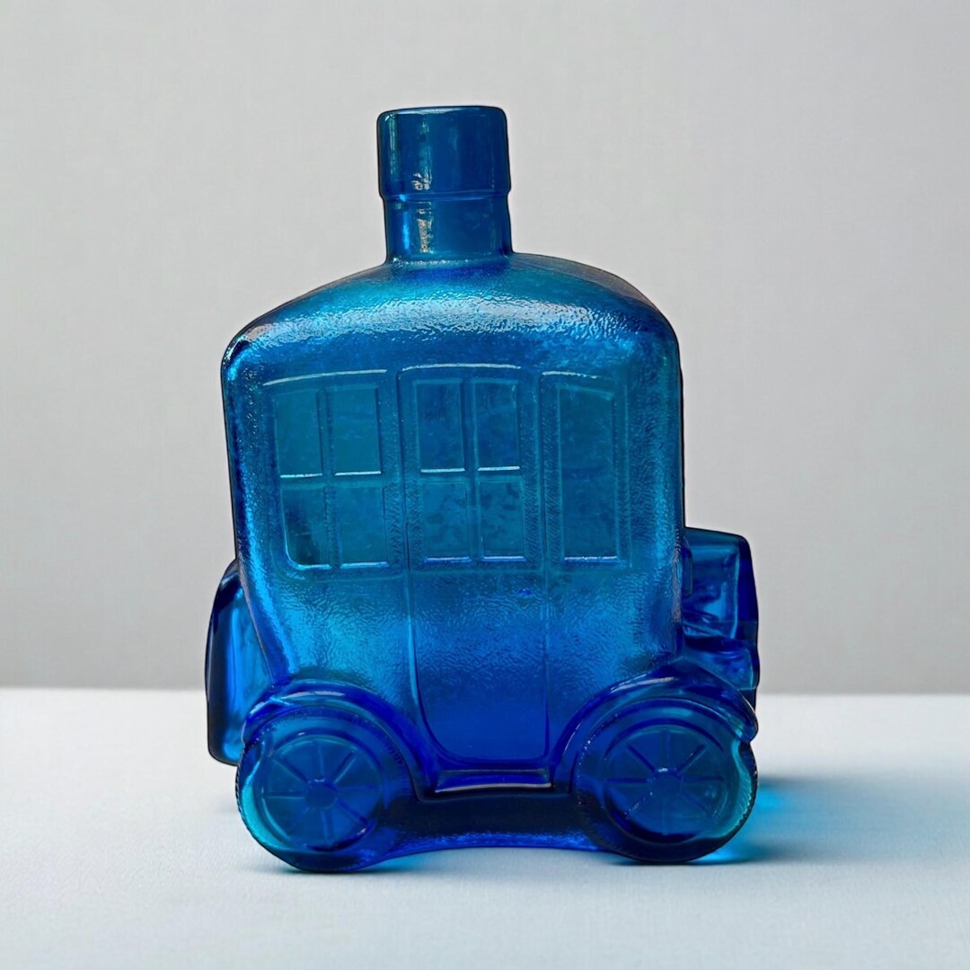 Vintage Depose Bessi Italian Blue Glass Car Decanter Missing Stopper ...