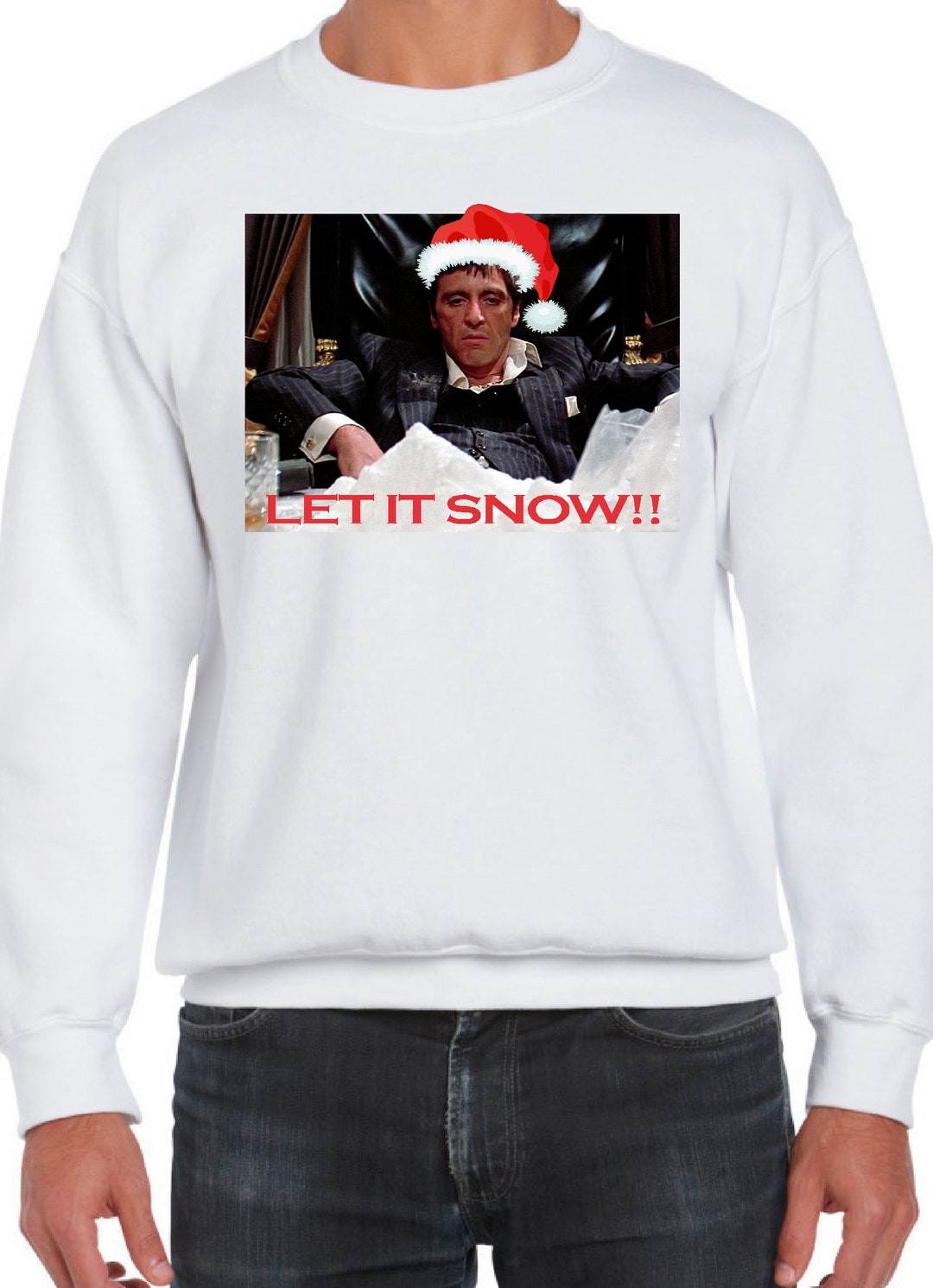 Scarface Let It Snow Coke Funny Xmas Christmas Jumper Sweatshirt - Etsy