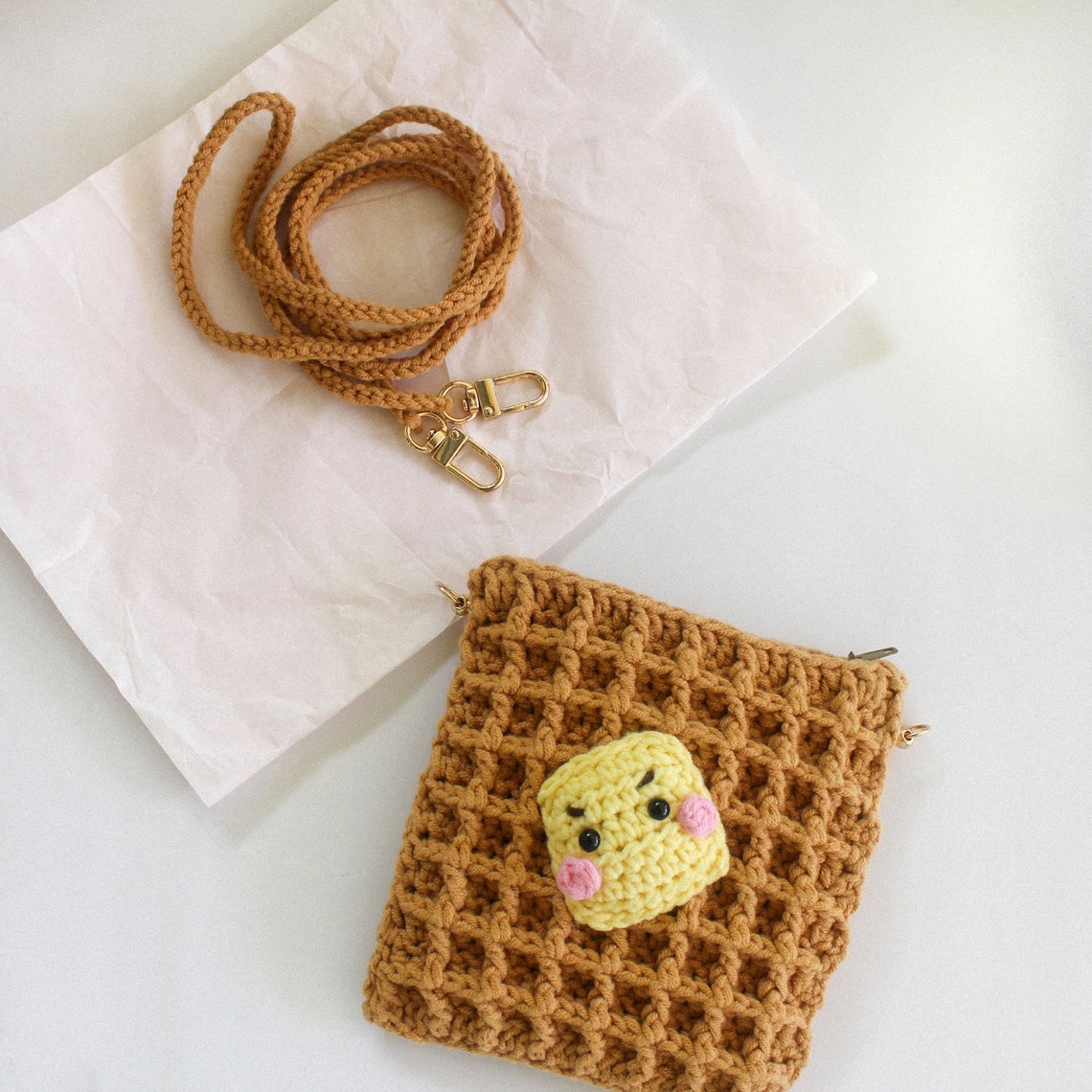 Crochet Grumpy Waffle Pouch, Crochet Pouch, Cute Pouch, Coin Purse, - Etsy