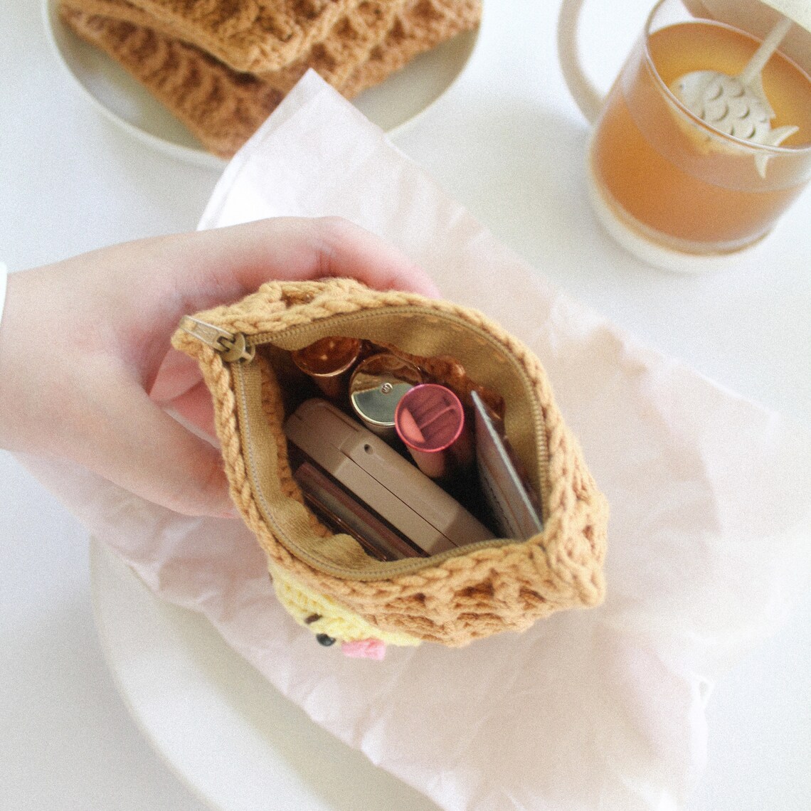 Crochet Grumpy Waffle Pouch, Crochet Pouch, Cute Pouch, Coin Purse, - Etsy