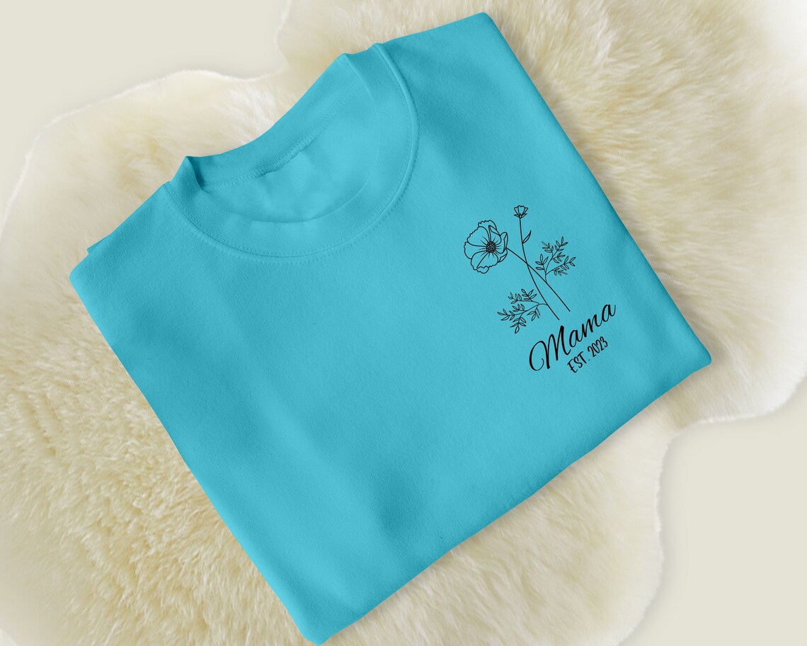 Custom Mama Birth Month Flower Sweatshirt, Mothers Day Memorial Sweater ...