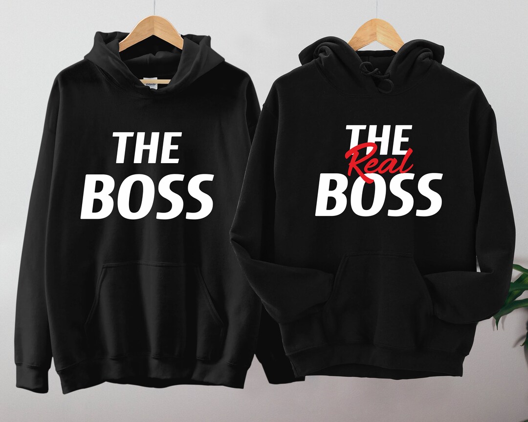 The Boss & Real Boss Couple Hoodie, Matching Hooded Sweatshirt, Funny ...