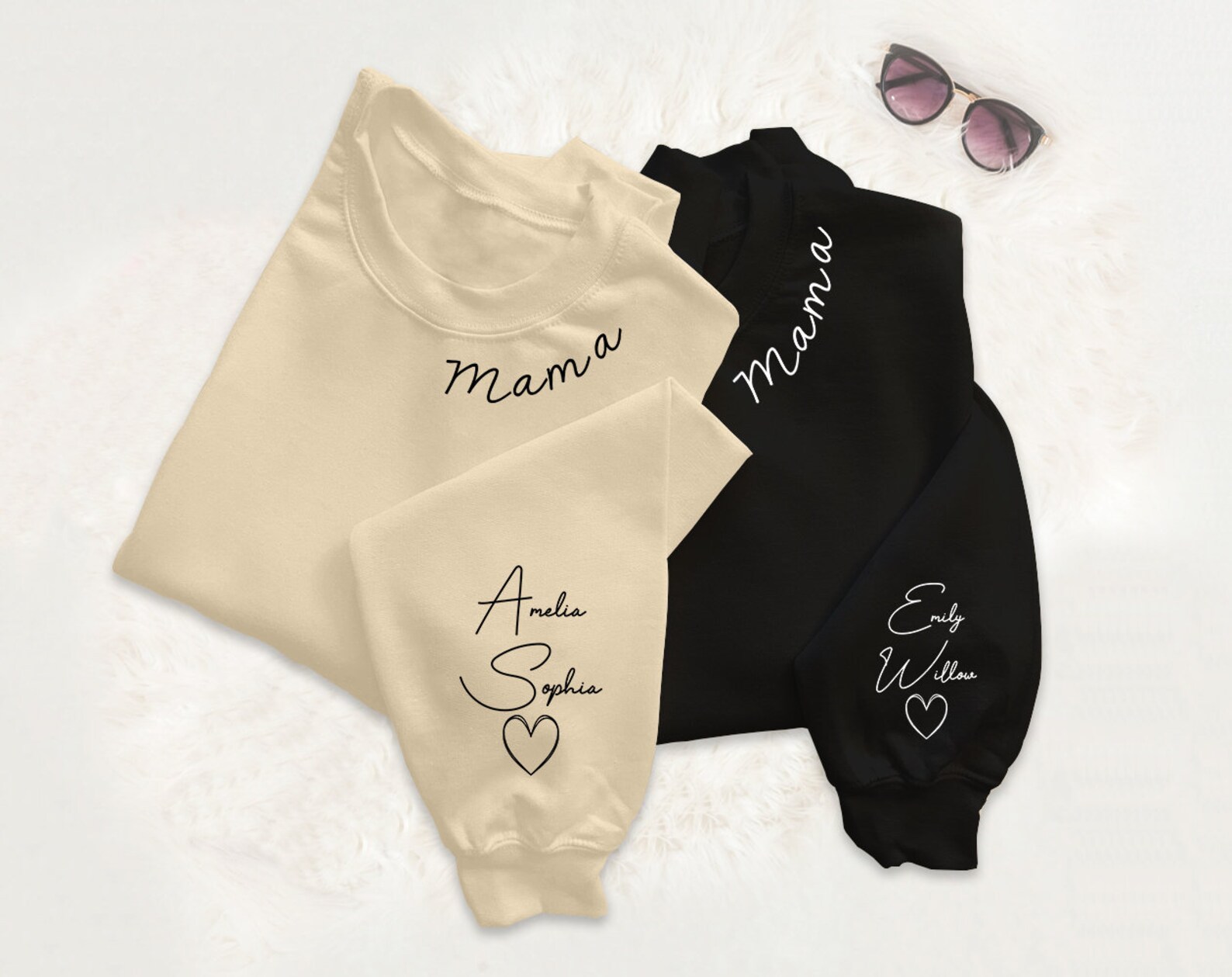 Custom Printed Mama Sweatshirt, Personalised Kids Name on Sleeve ...