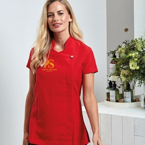 Custom Ladies Beauty Tunic, Personalised Logo Printed Tunic Make up ...