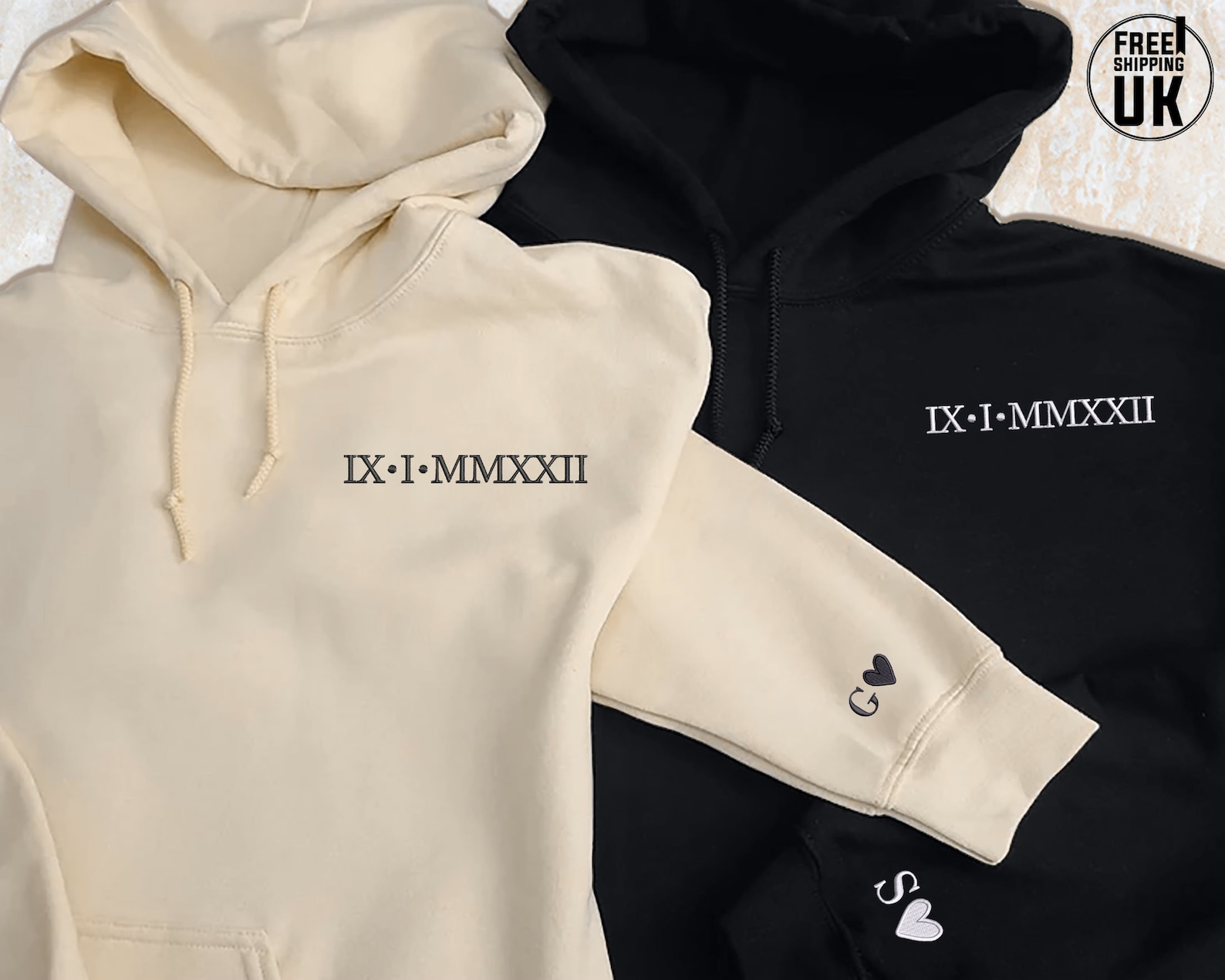 GF BF Couple Matching Hoodie Roman Numeral Sweatshirt - Etsy UK