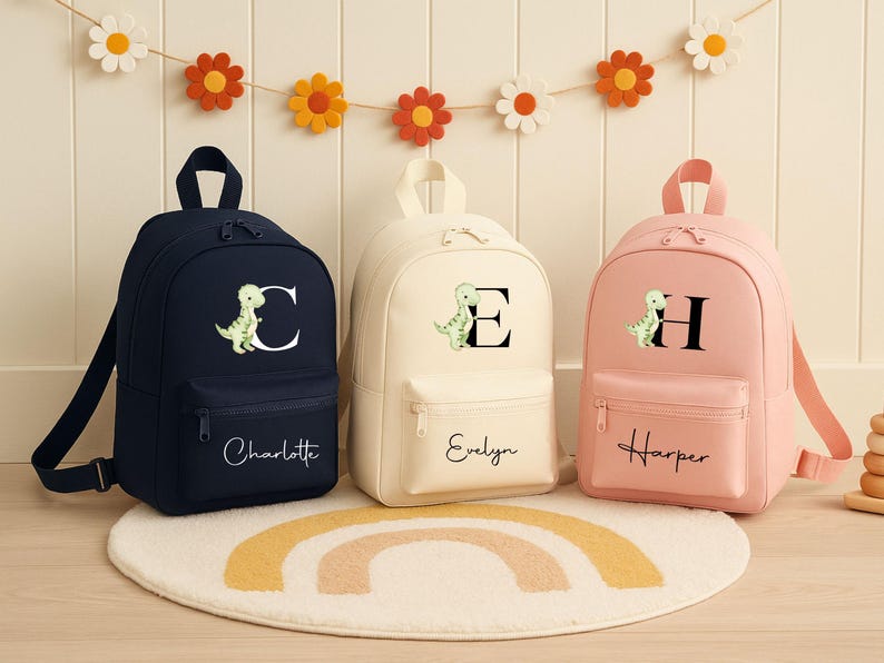 Personalised Dinosaur Backpack for Kids, Custom Name Rucksack for ...