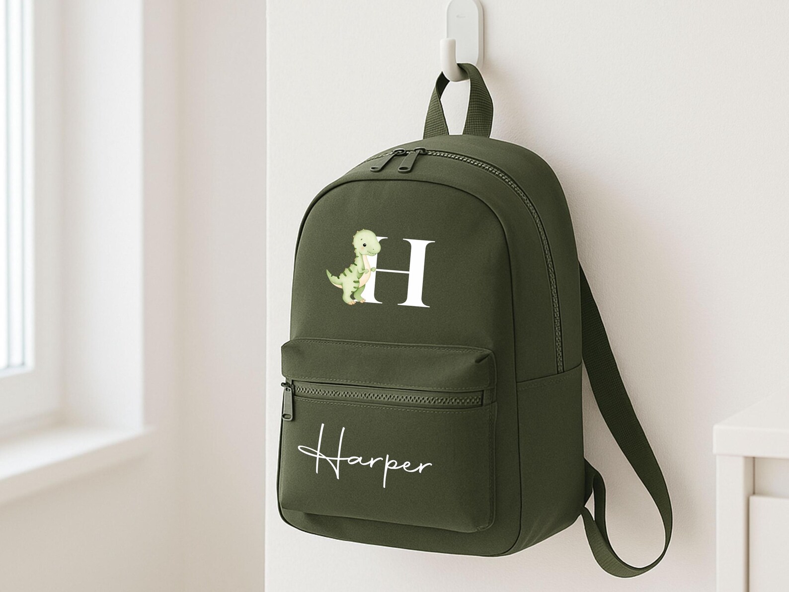 Personalised Dinosaur Backpack for Kids, Custom Name Rucksack for ...