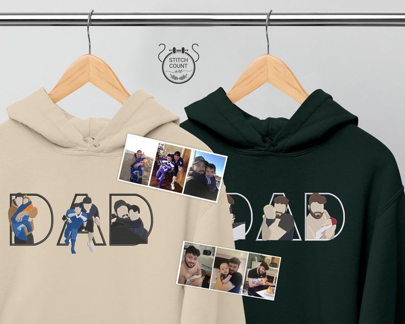Personalised Dad Portraits Hoodie, Family Photo Fathers Day Jumpers ...