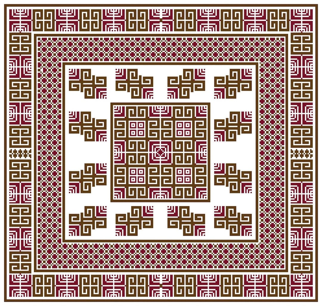 Folkart Inspired Table Topper Table Runner Counted Cross Stitch Pattern ...