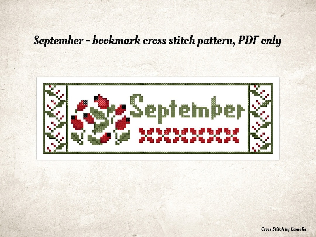 September Landscape DIY Bookmark Cross Stitch Pattern Bookmark PDF ...