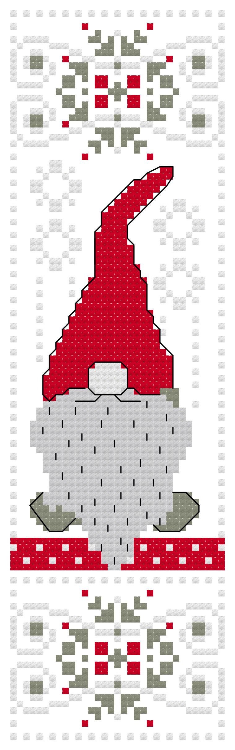 Christmas Gnome DIY Bookmark Counted Cross Stitch Pattern Beginner ...